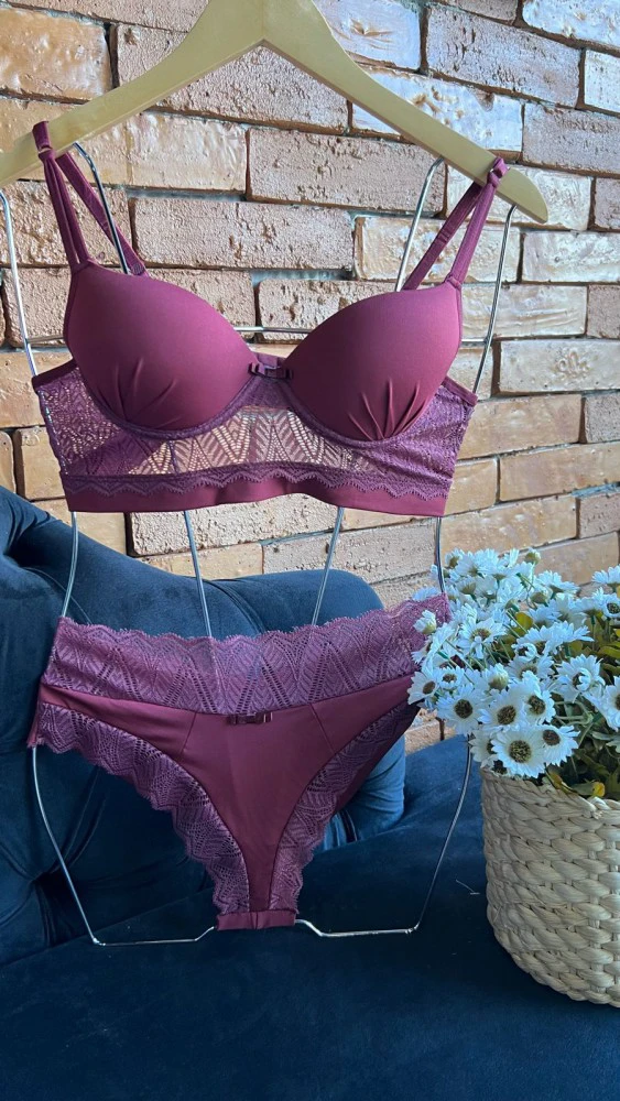 CONJUNTO LUXO GIOVANA REF.035 - Marsala - Briela Lingerie LTDA